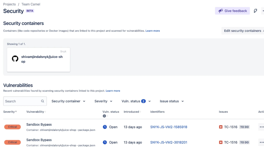Snyk Security In Jira Cloud Au Atlassian Marketplace