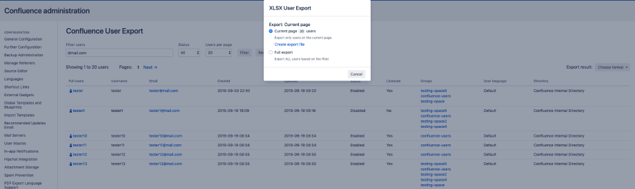 User Export For Confluence Version History Atlassian Marketplace