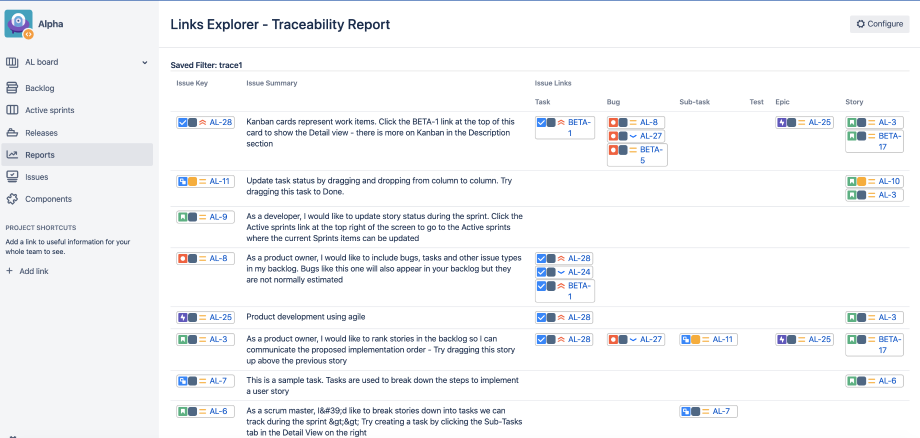 Links Explorer Traceability Hierarchy Version History Atlassian 
