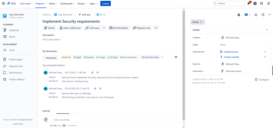 Easy Reminder For Jira Version History Atlassian Marketplace