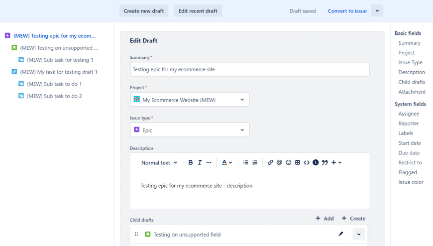 Easy Draft for Jira - Capture your ideas as issue drafts | Atlassian Marketplace