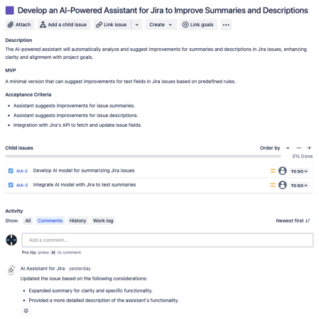 AI Assistant for Jira by Addable - Version history | Atlassian Marketplace