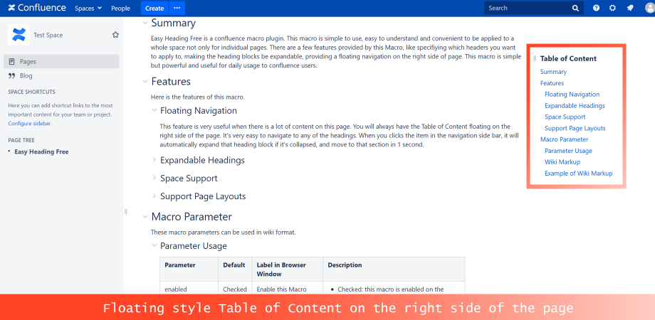 Easy Heading Macro - Floating Table of Contents - Version history | Atlassian Marketplace